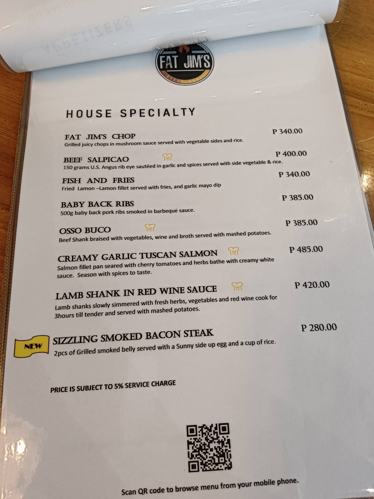 Menu at Fat Jim's Steak House steakhouse, Mandaue City