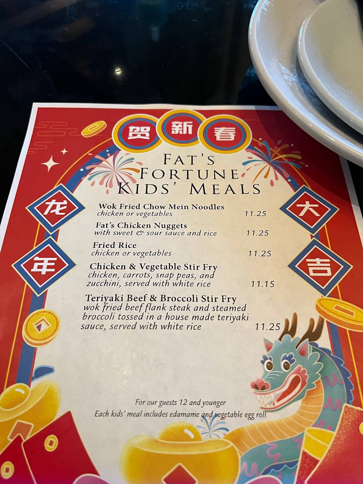 Menu at Fats Asia Bistro, Roseville restaurant, Roseville