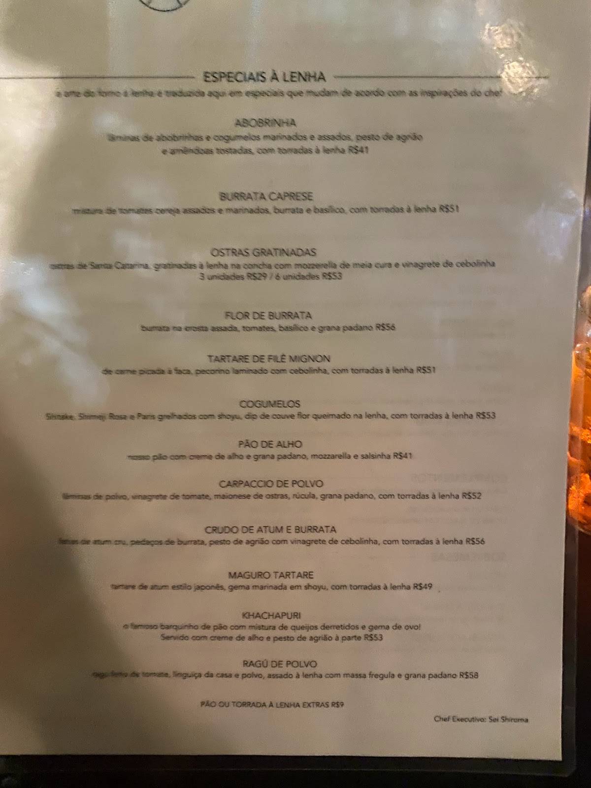 Menu em Ferro e Farinha - Ipanema restaurante, Rio de Janeiro