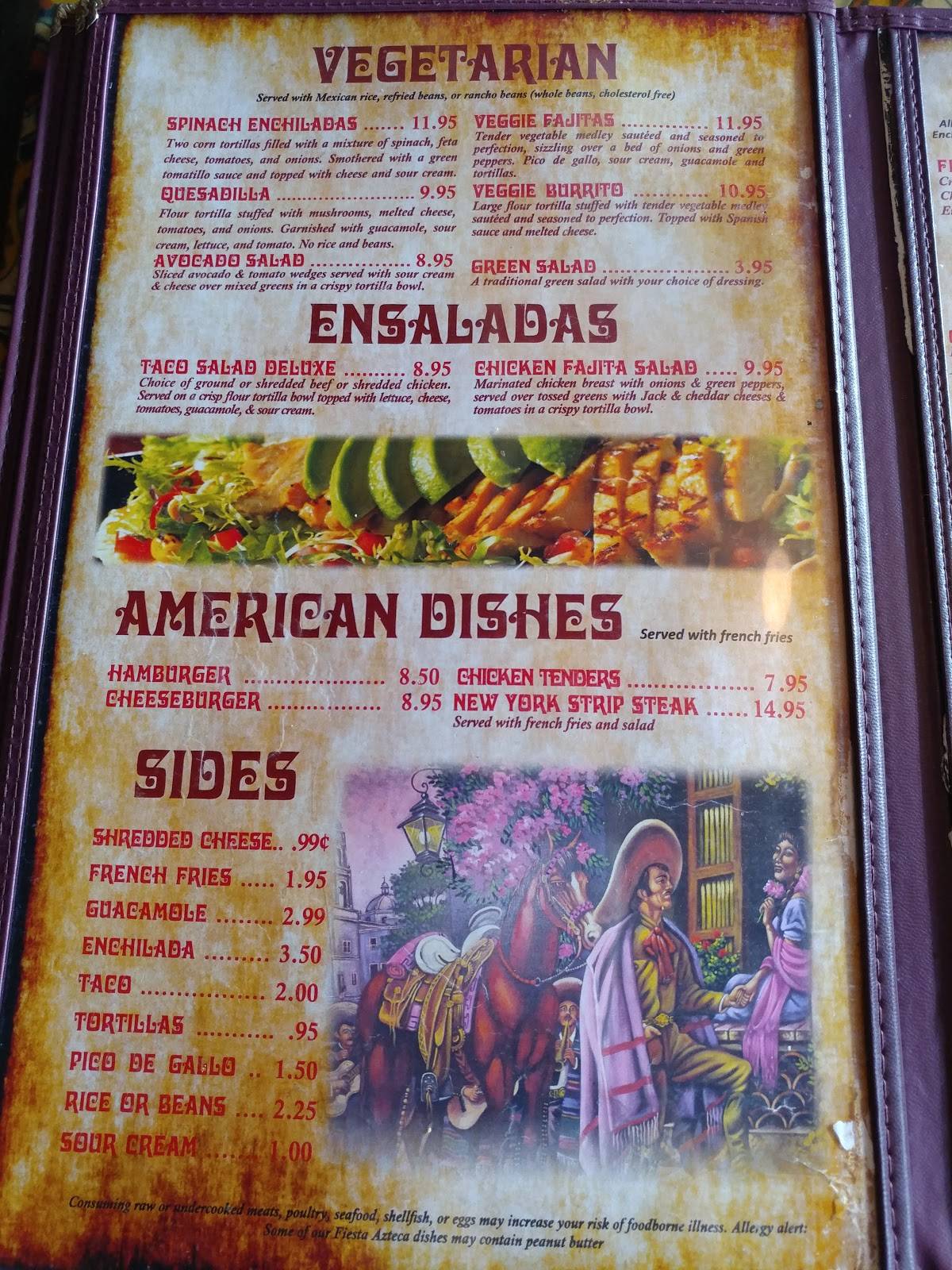 Menu at Fiesta Azteca of Suntree restaurant, Melbourne, 6765 N Wickham ...