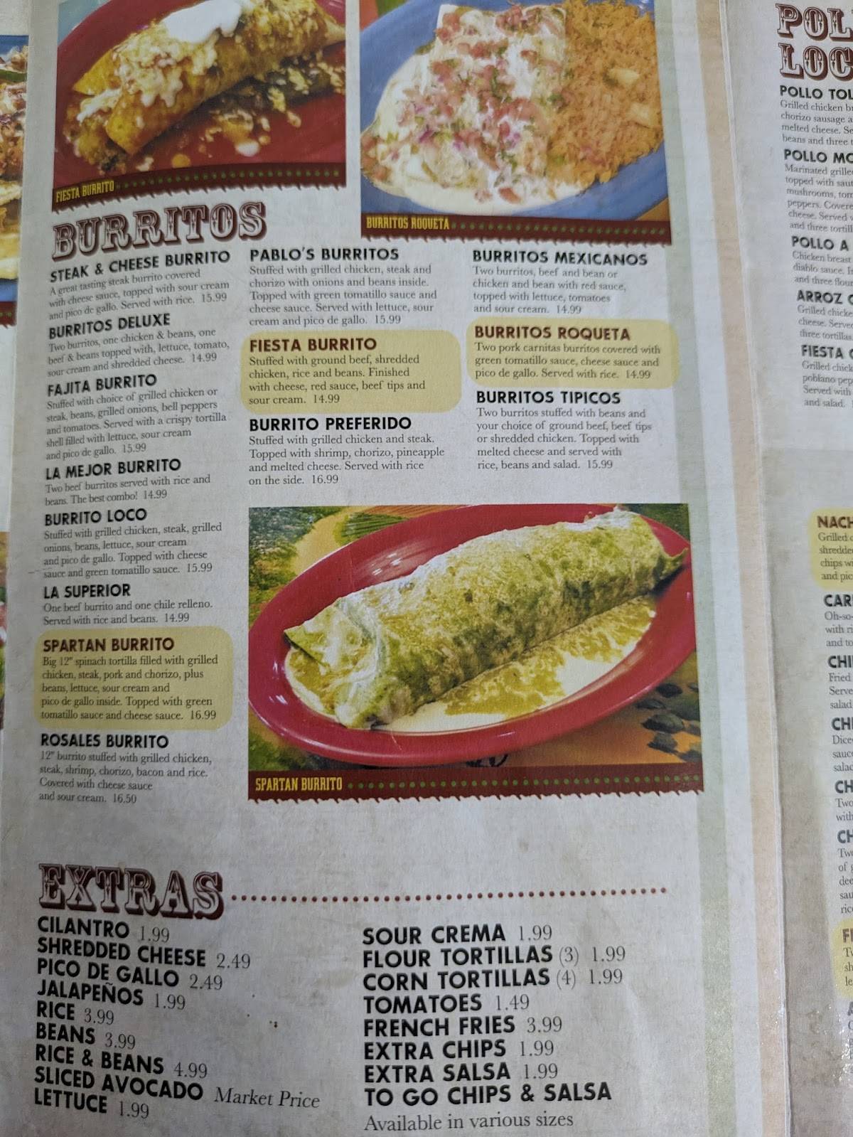 Menu at Fiesta Charra Mexican Restaurant, DeWitt, Schavey Rd
