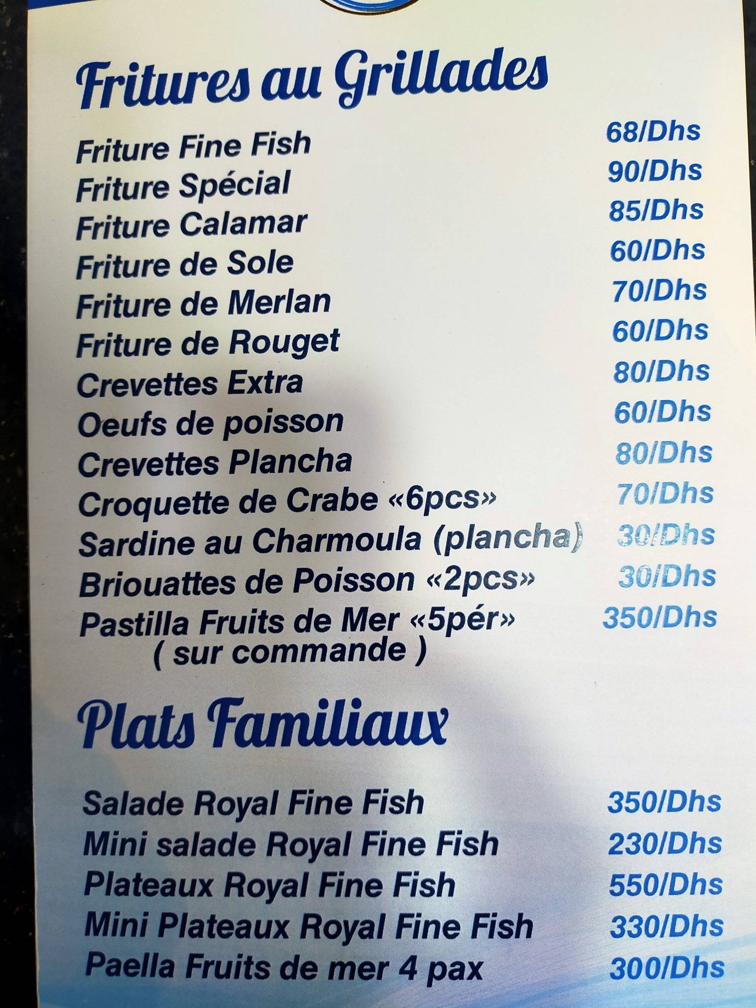 Menu at Restaurant FINE FISH agadir, Agadir