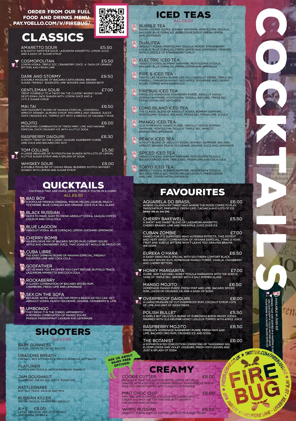 Menu at Firebug pub & bar, Leicester