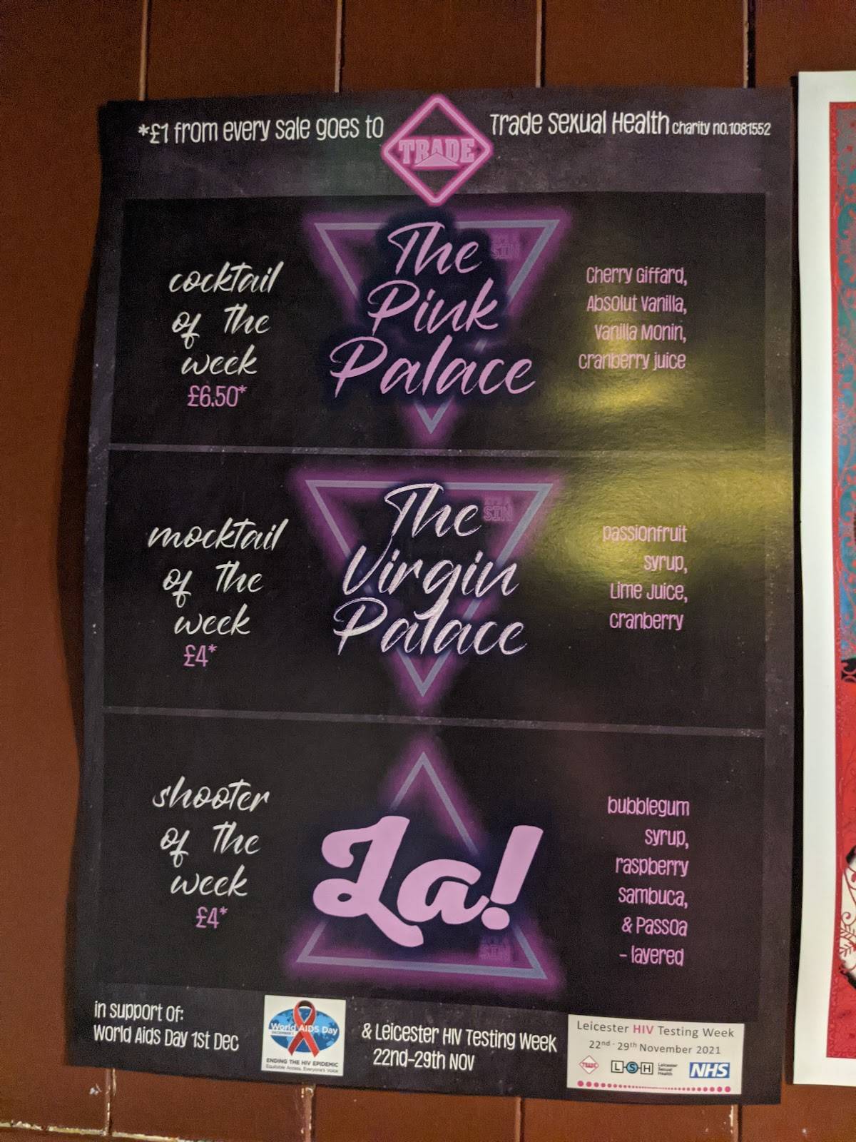 Menu at Firebug pub & bar, Leicester