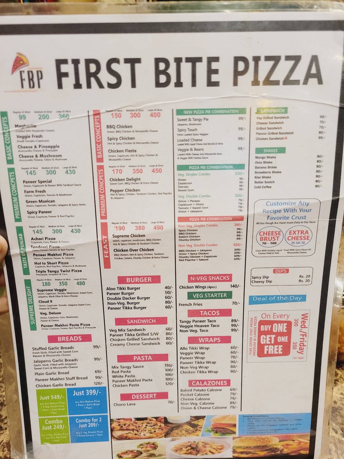 Menu at First bite Pizza, Kharar