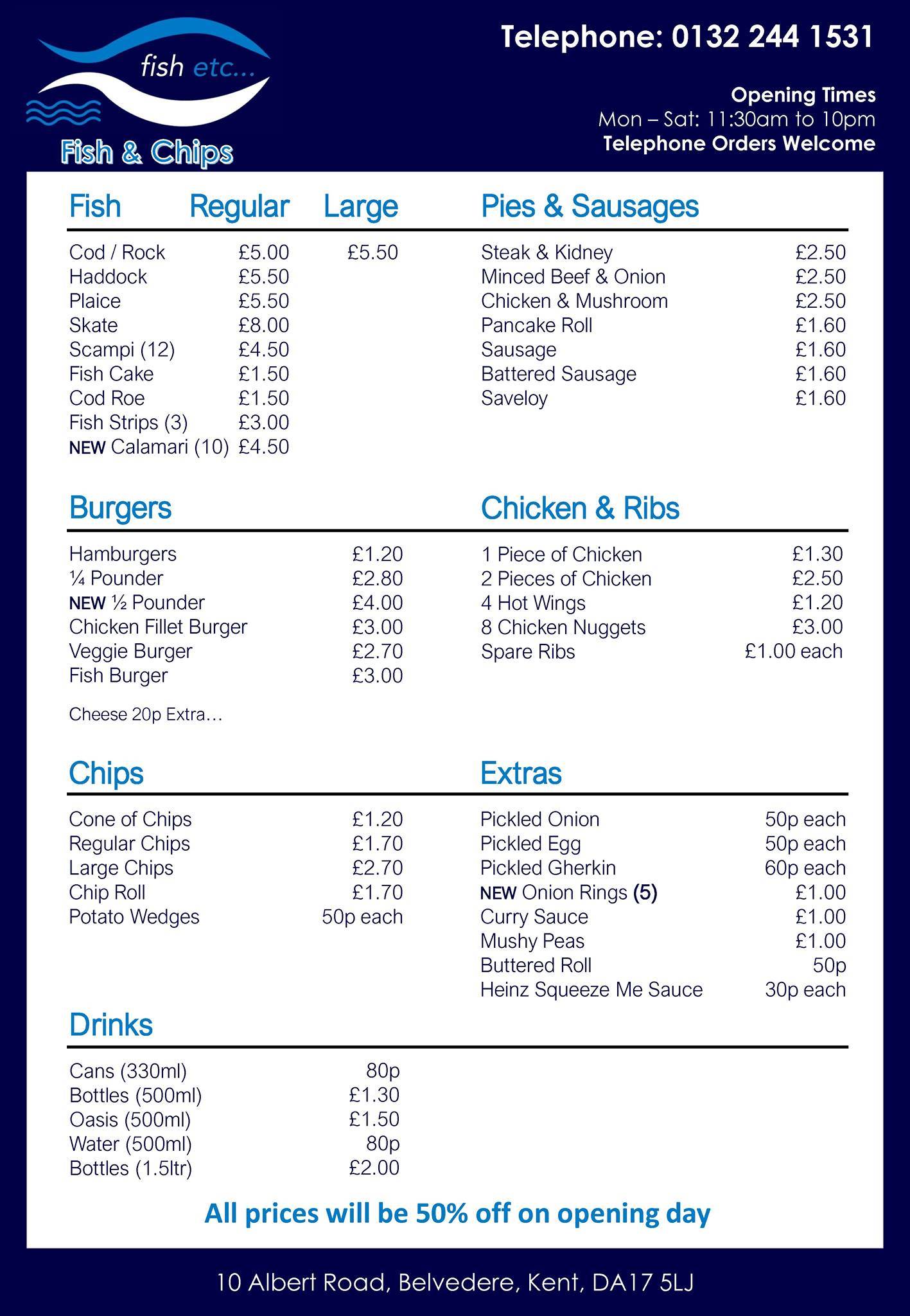 Menu at Fish Extra restaurant, Belvedere