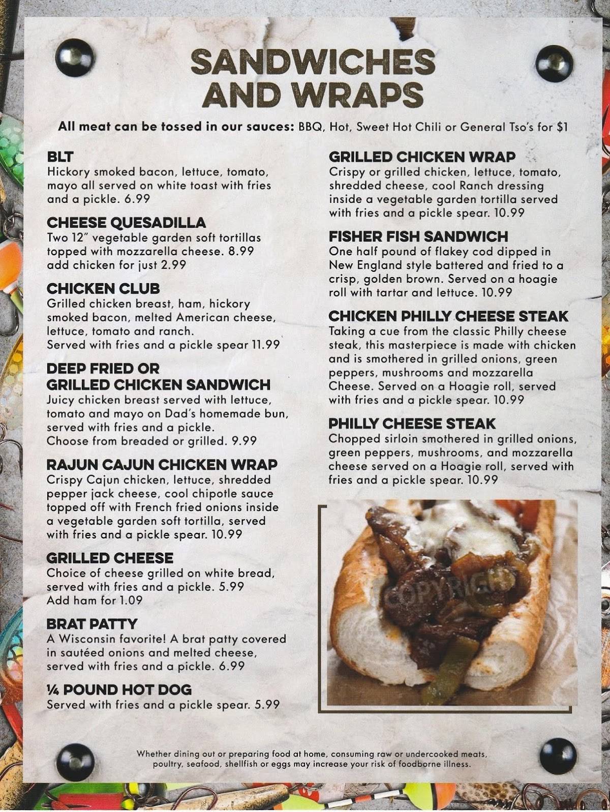 Menu at Fisher's Bar & Grill, Rhinelander
