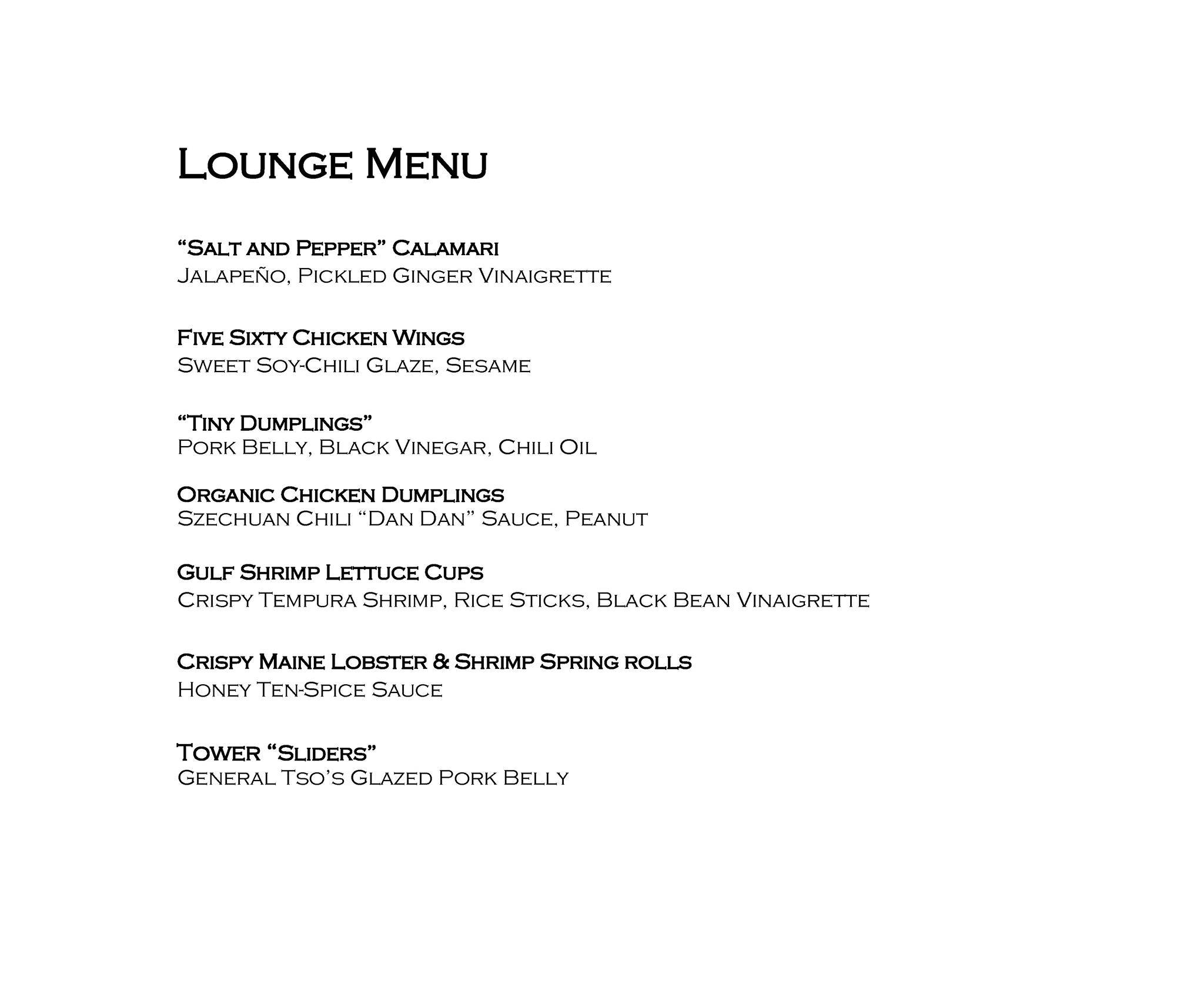 Menu at Five Sixty by Wolfgang Puck restaurant, Dallas