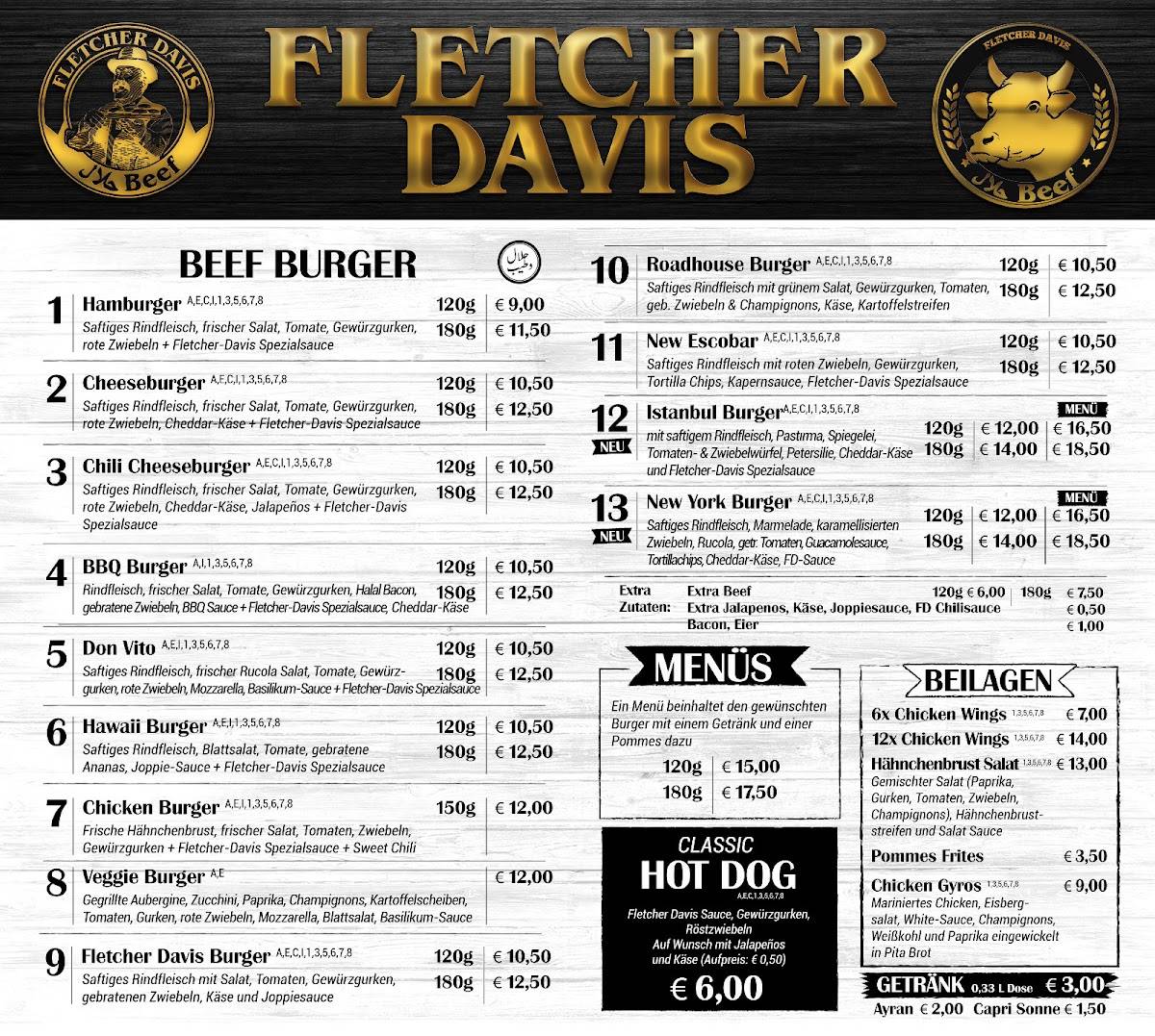 Speisekarte von Fletcher Davis restaurant, Aachen