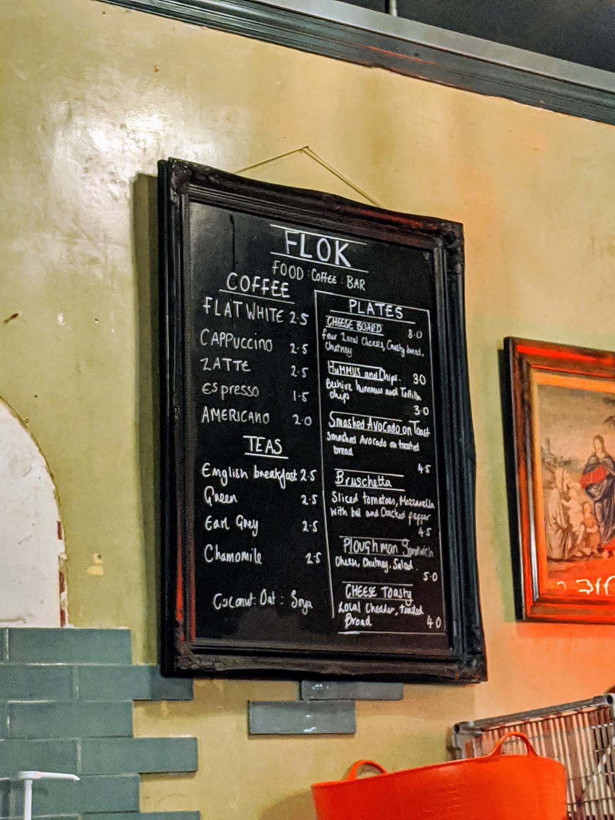 Menu at Flok pub & bar, Manchester