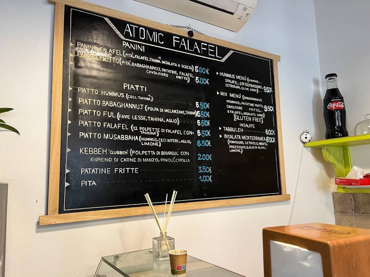 Menu at Atomic Falafel restaurant, Florence