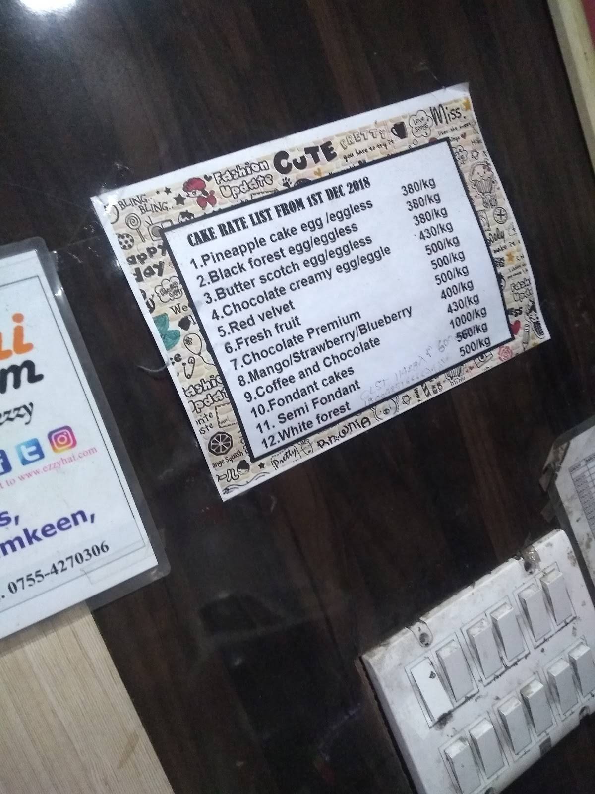 Menu at Fluffy Bakes, Bhopal