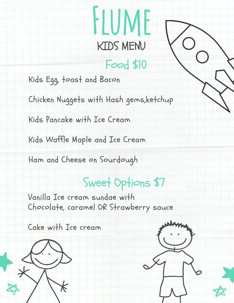 Menu at Flume By The River restaurant, Maroochydore