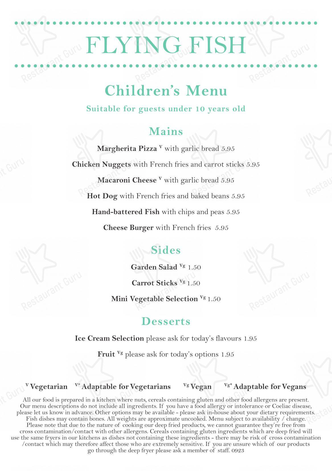 Menu at Flying Fish pub & bar, Newhaven