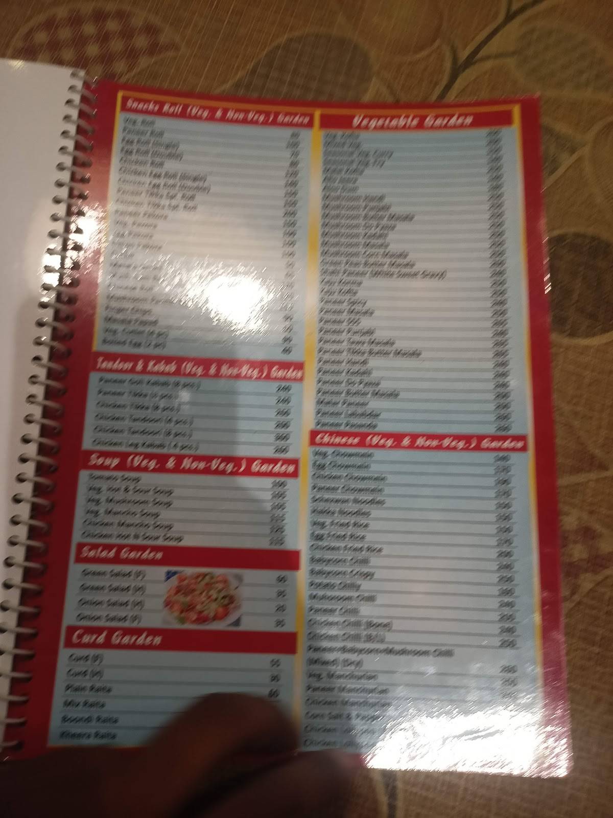 Menu at Food Garden, Muzaffarpur