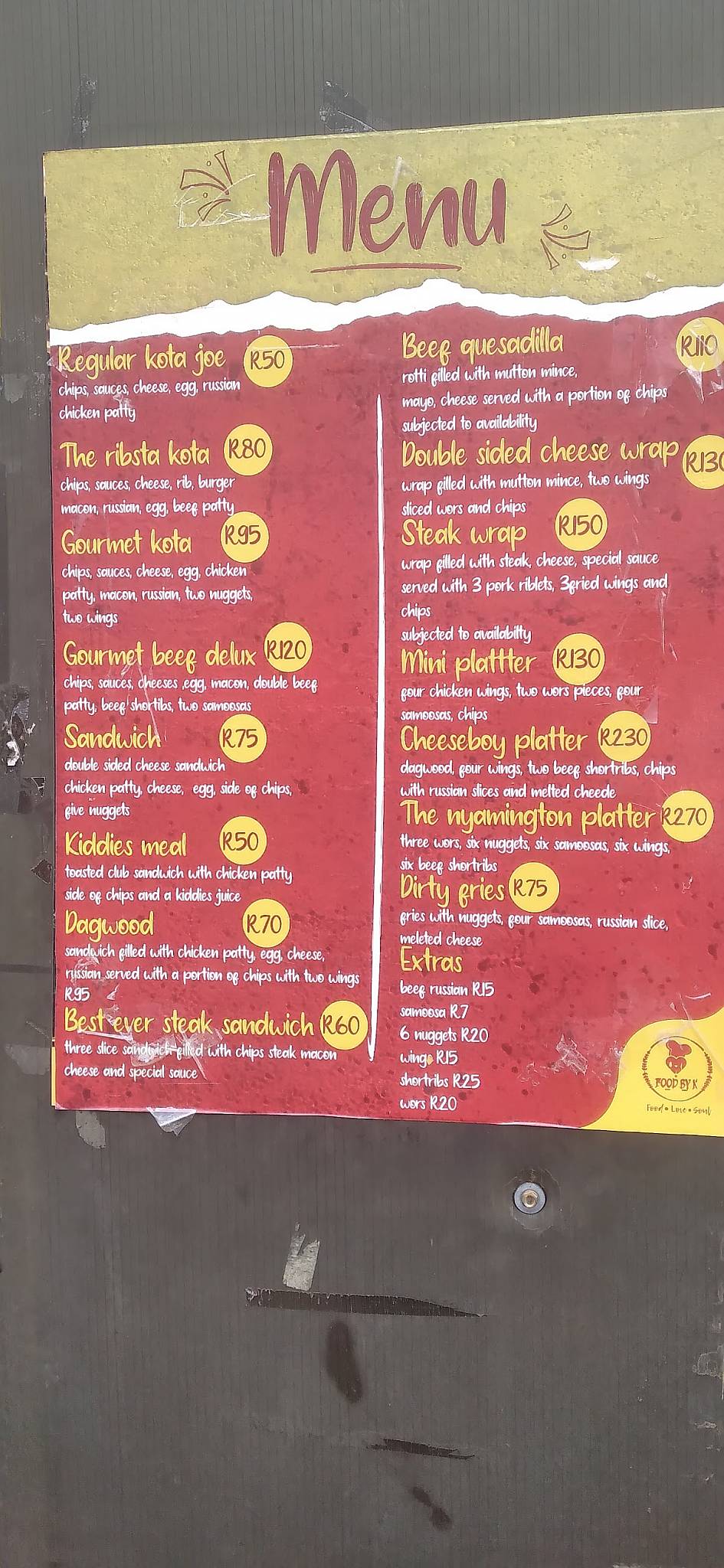 Menu at Food_by_k_ restaurant, Ennerdale