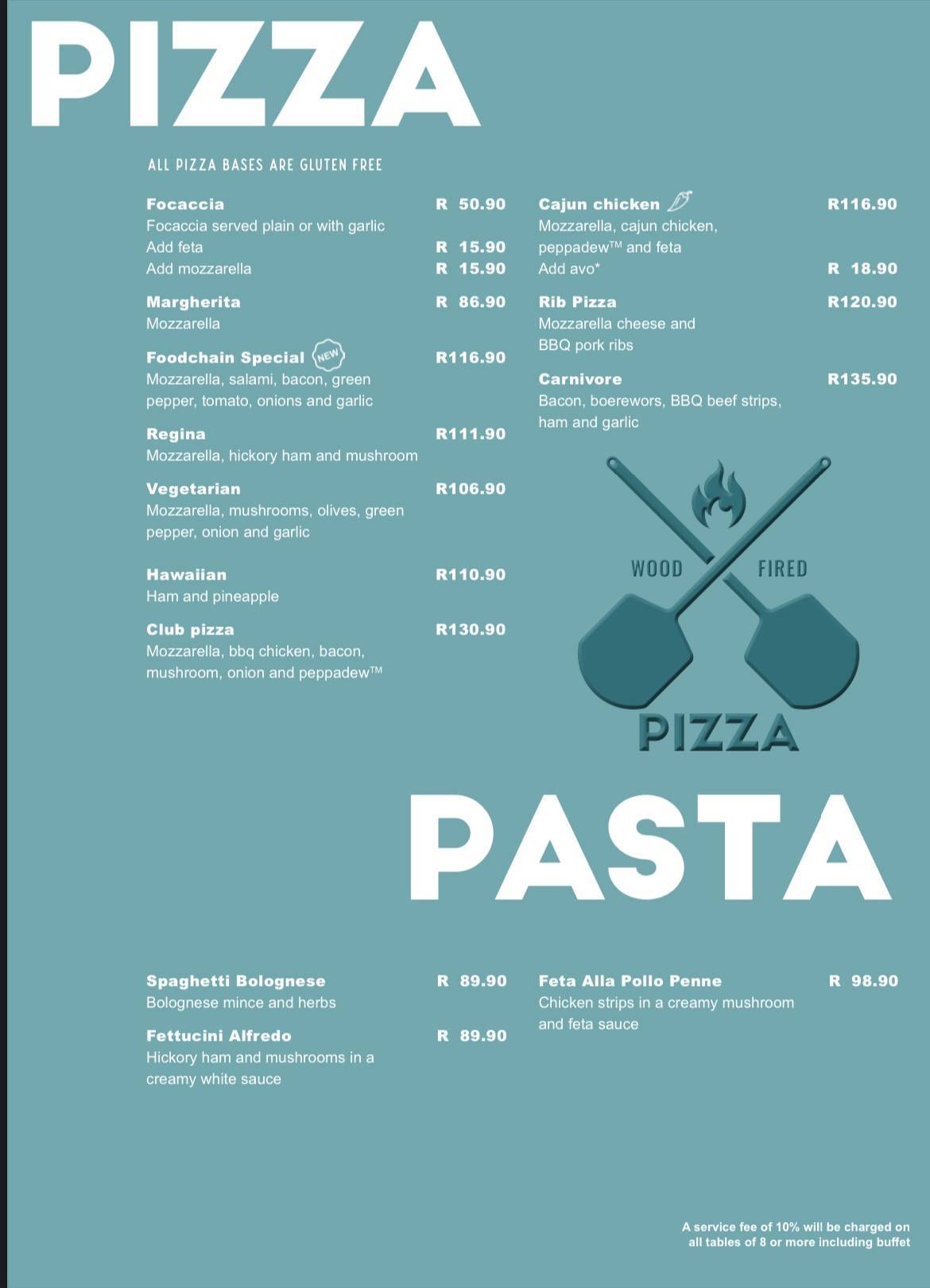 Menu at Foodchain restaurant, Pretoria, Menlyn Park
