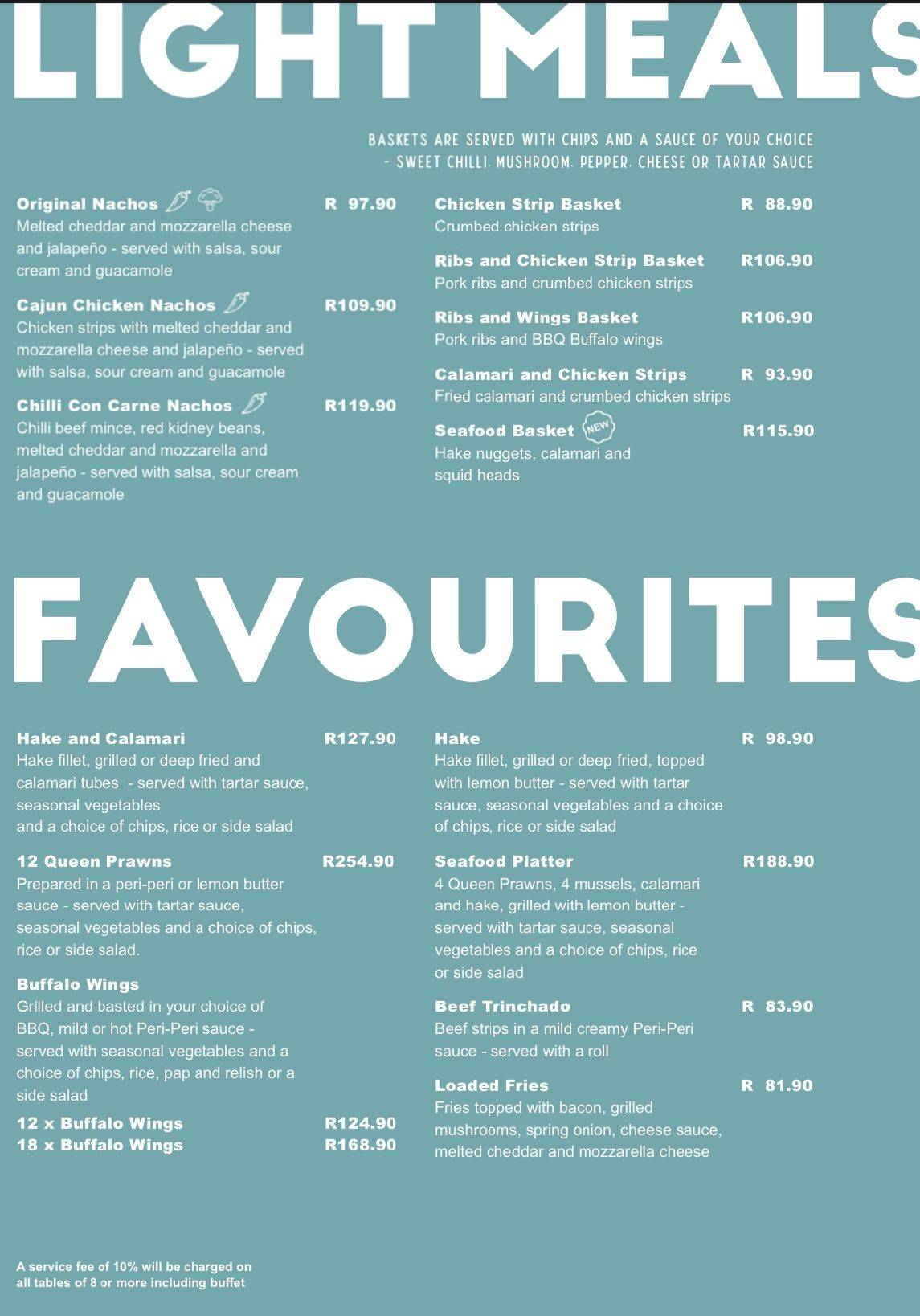 Menu at Foodchain restaurant, Pretoria, Menlyn Park