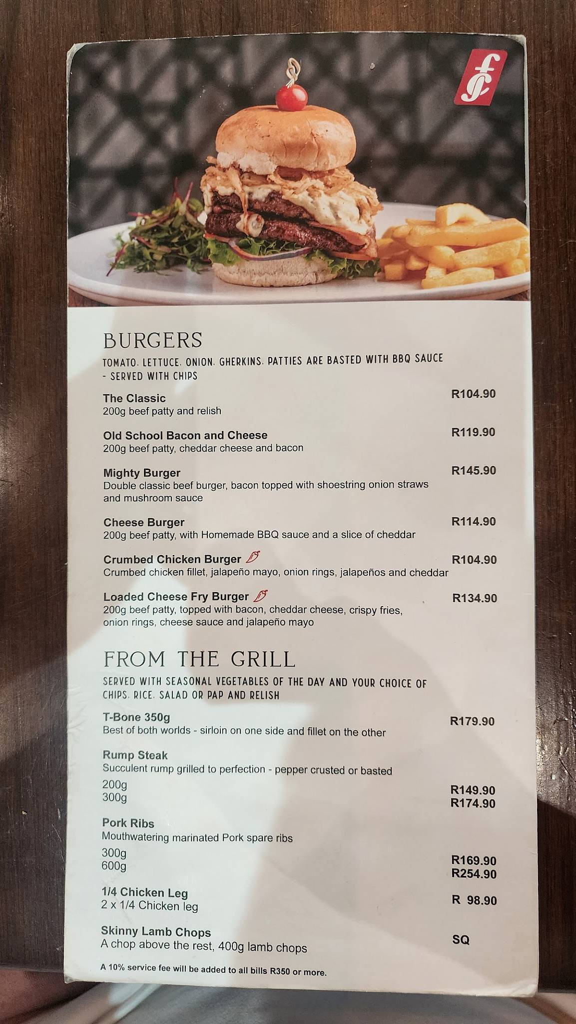 Menu at Foodchain restaurant, Pretoria, Menlyn Park
