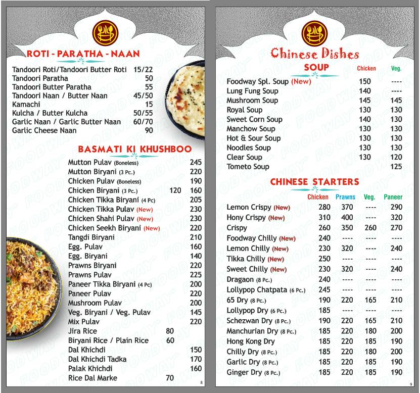 Menu at Foodway family restaurant, Mumbai, SHOP NO.03
