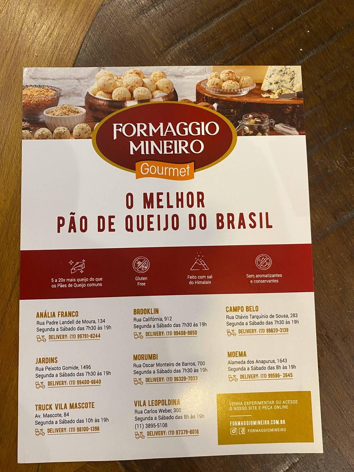 Menu at Formaggio Mineiro cafe, São Paulo, R. Dr. Oscar Monteiro de Barros