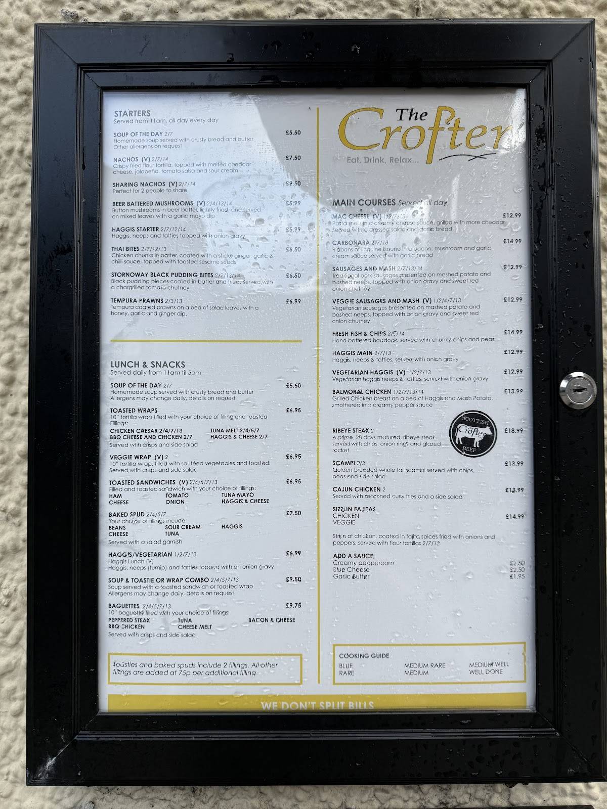 Menu at The Crofter Bar and Restaurant, Fort William
