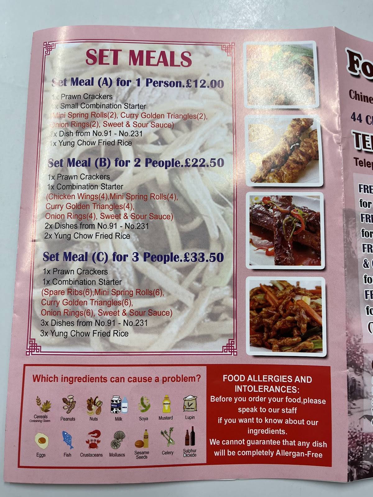 Menu at Fortune Cooking fast food, Pudsey, 44 Chapeltown