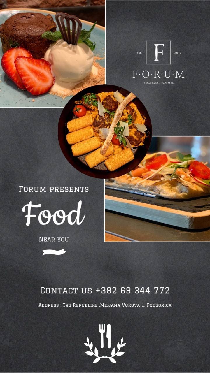 Menu at Forum restaurant, Podgorica, Trg Republike