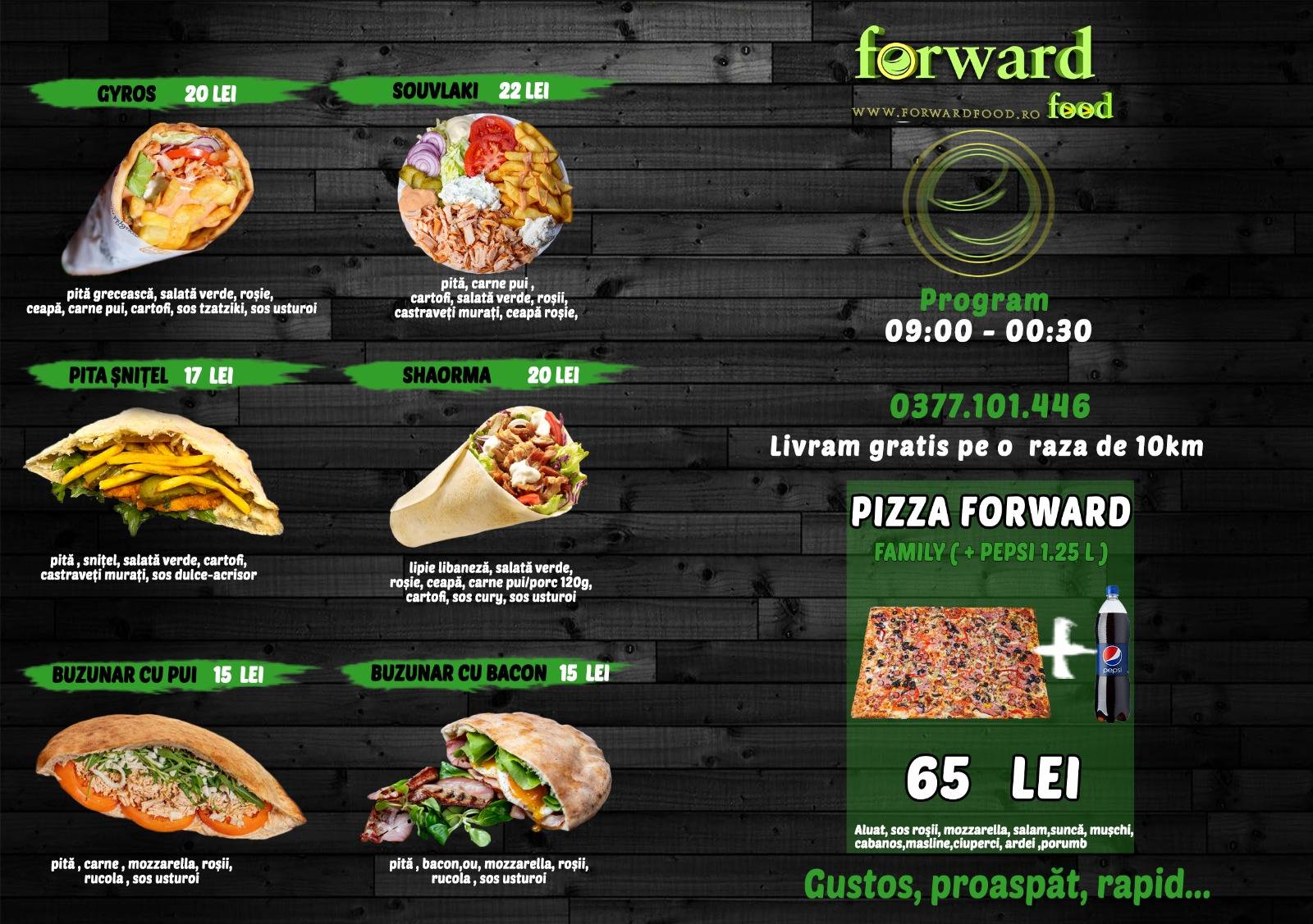 Menu at Forward Food, Horezu