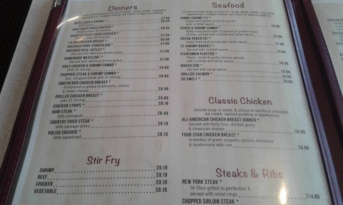 Menu at Four Star Family Restaurant, Wisconsin Rapids