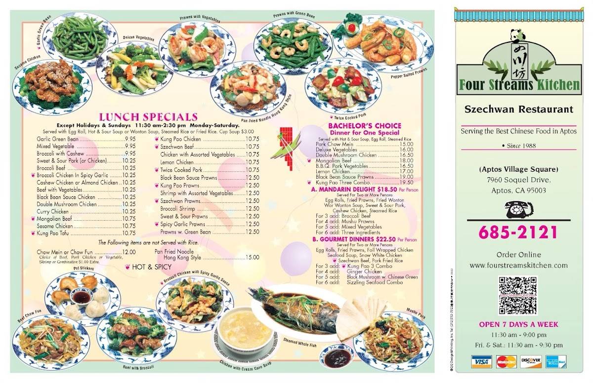 Menu at Four Streams Kitchen restaurant, Aptos