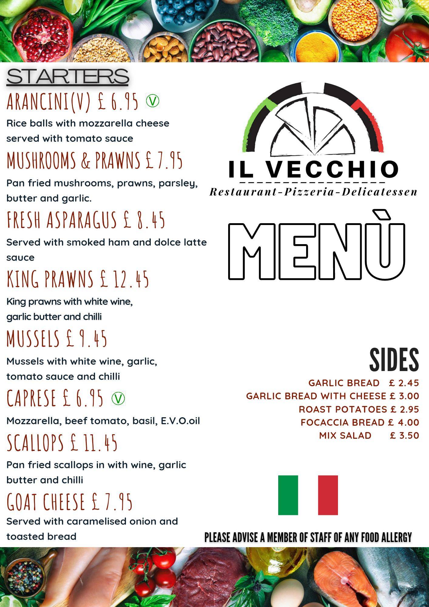 Menu at IL Vecchio Ristorante restaurant, Bridgend