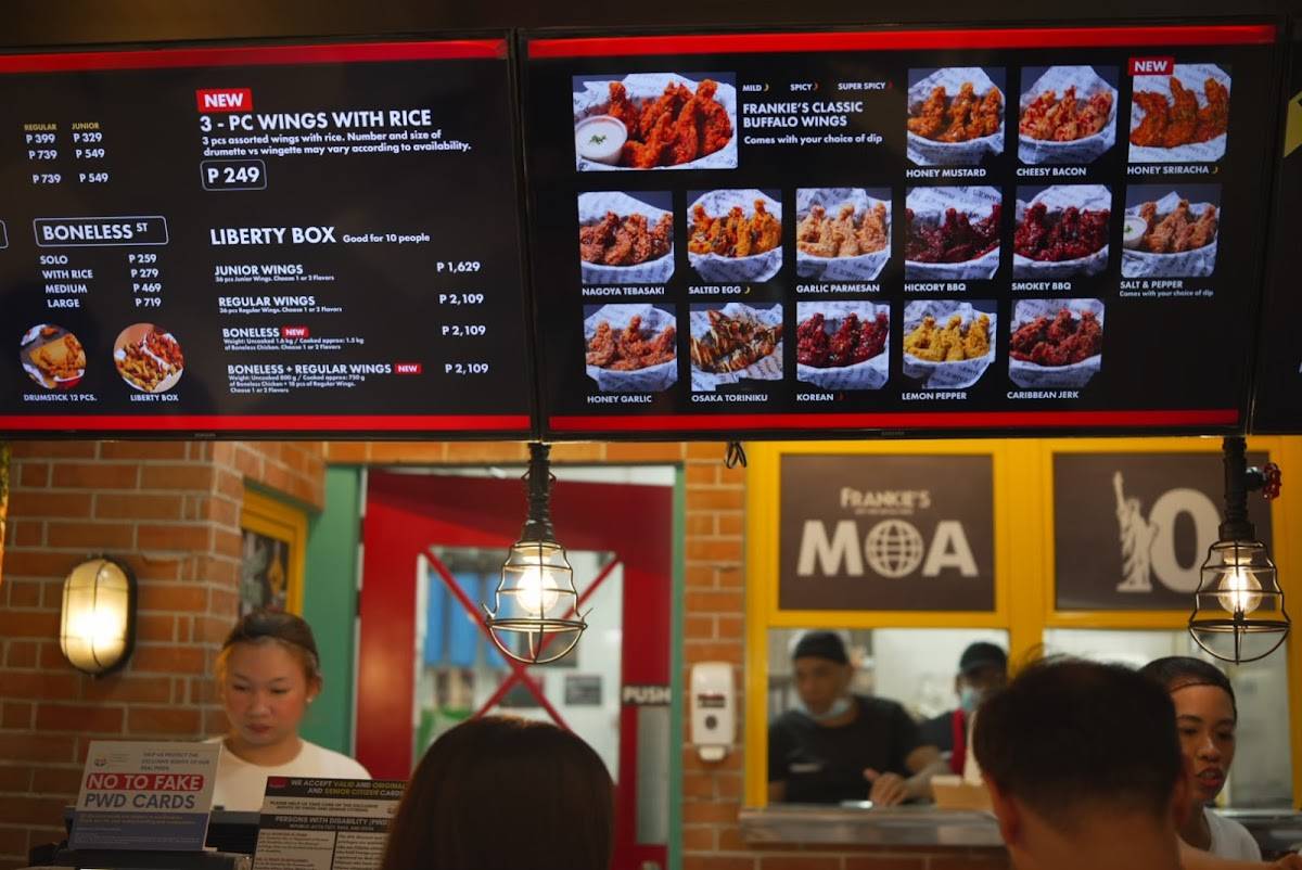 Menu at Frankie's New York Buffalo Wings - SM Mall of Asia restaurant ...