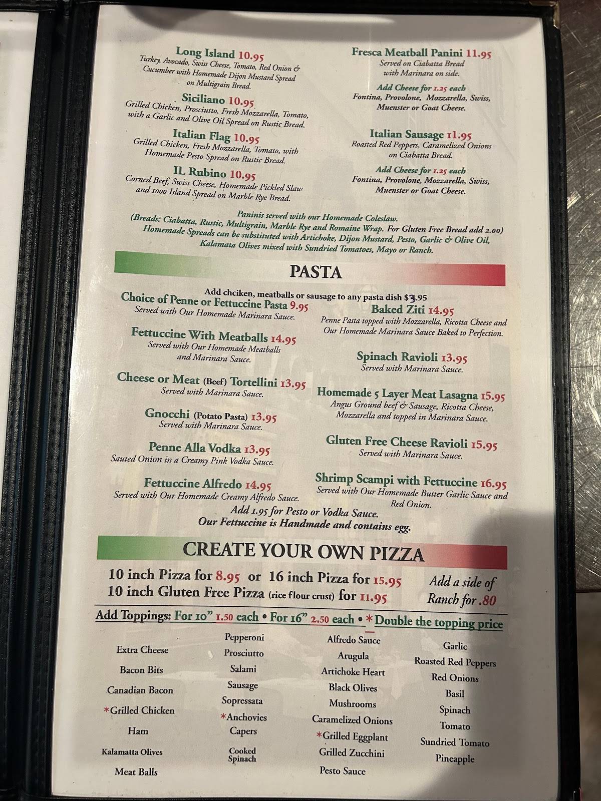 Menu at Fresca Cafe, Prescott