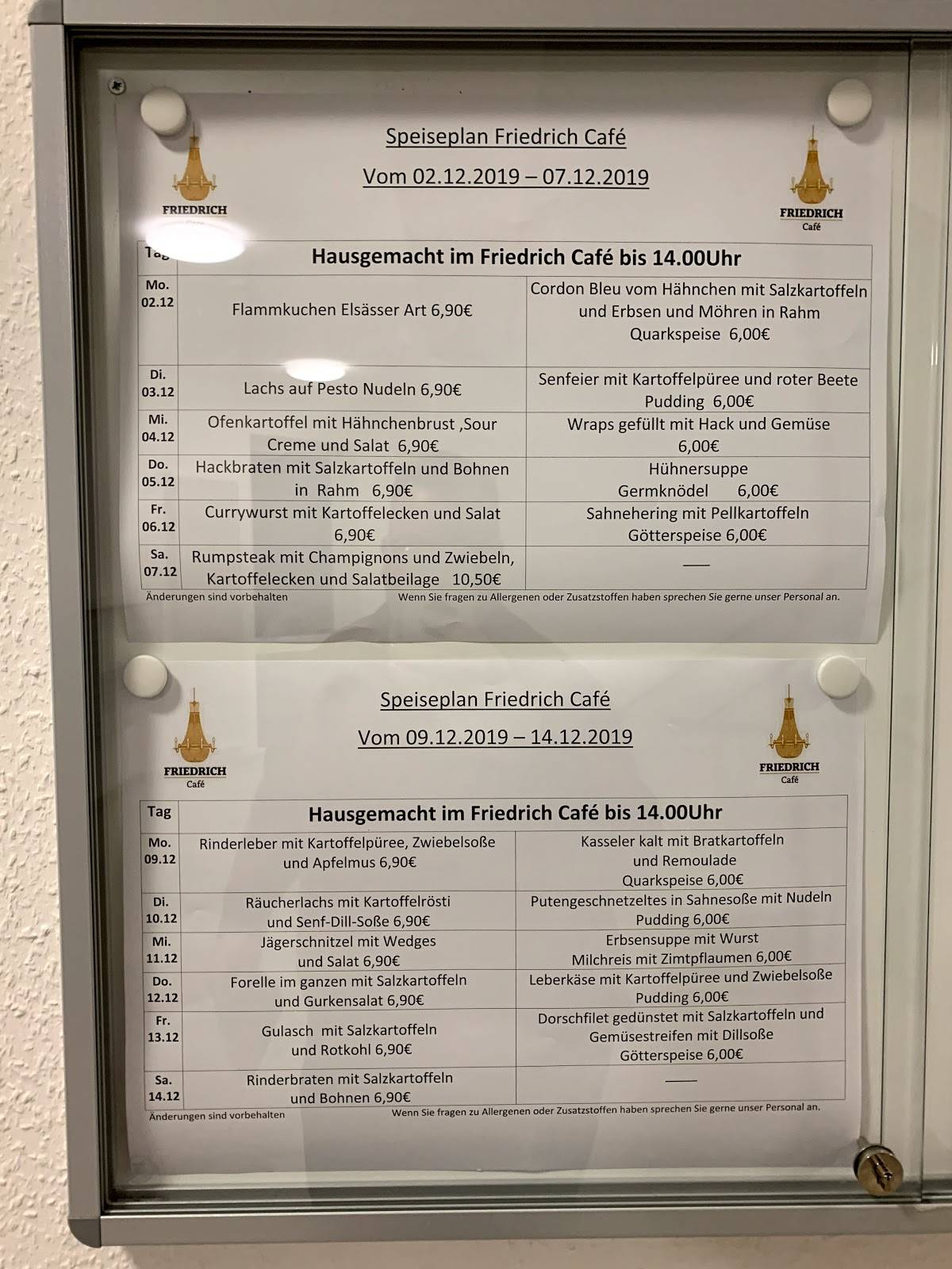 Speisekarte von "Friedrich" - das Café cafe, Trappenkamp