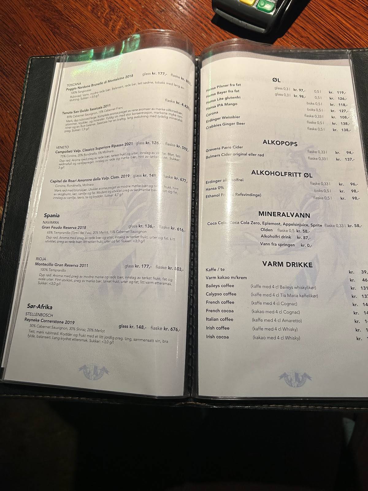 Menu at Frille og Dyvekes Vinkjeller pub & bar, Bergen