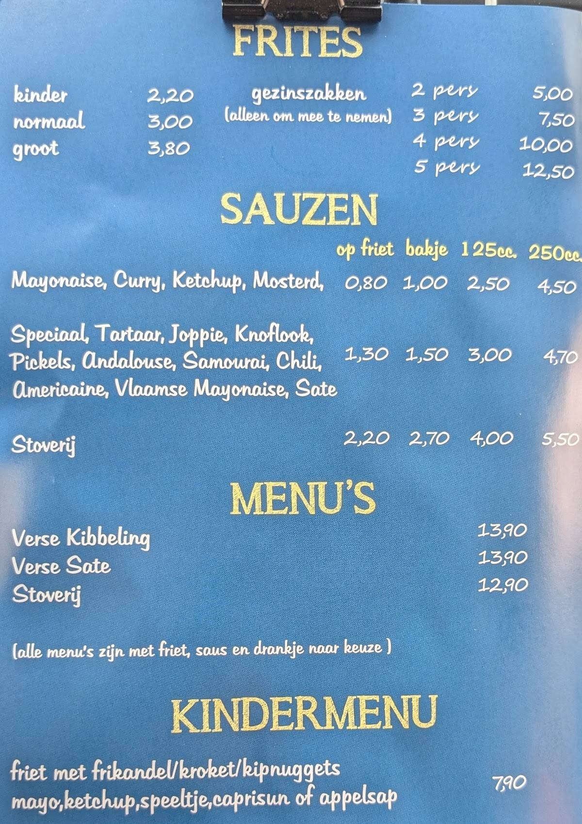 Speisekarte von Frituur Cadzand-Bad, Cadzand