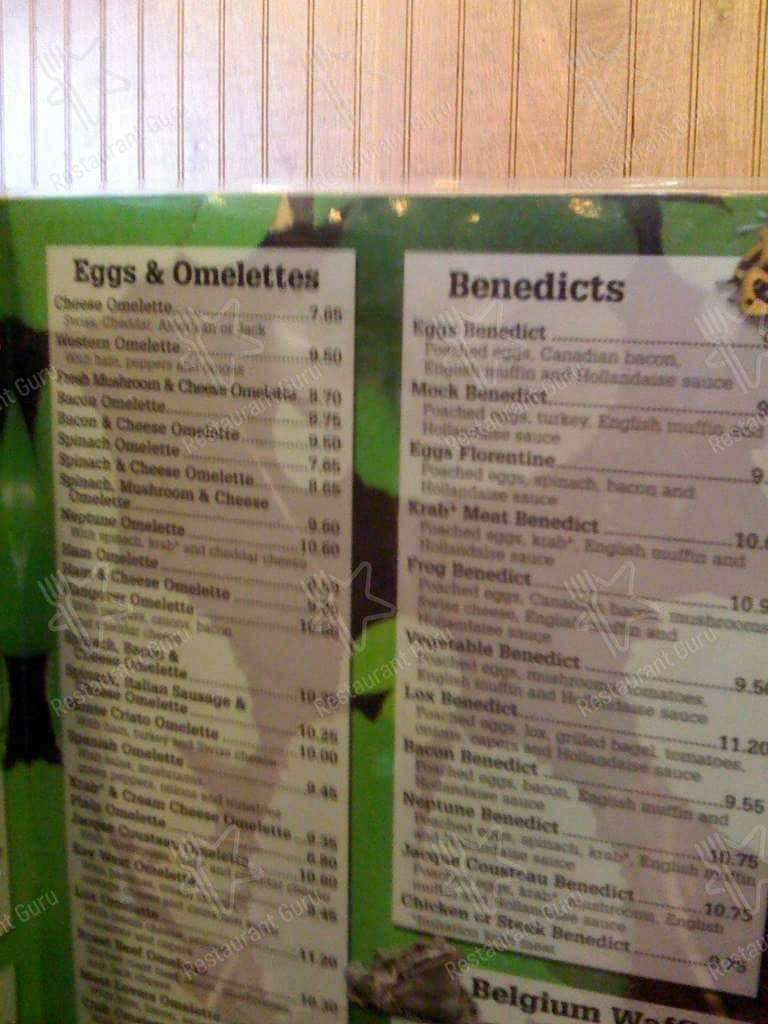 Menu at Frog Pond restaurant, Saint Pete Beach