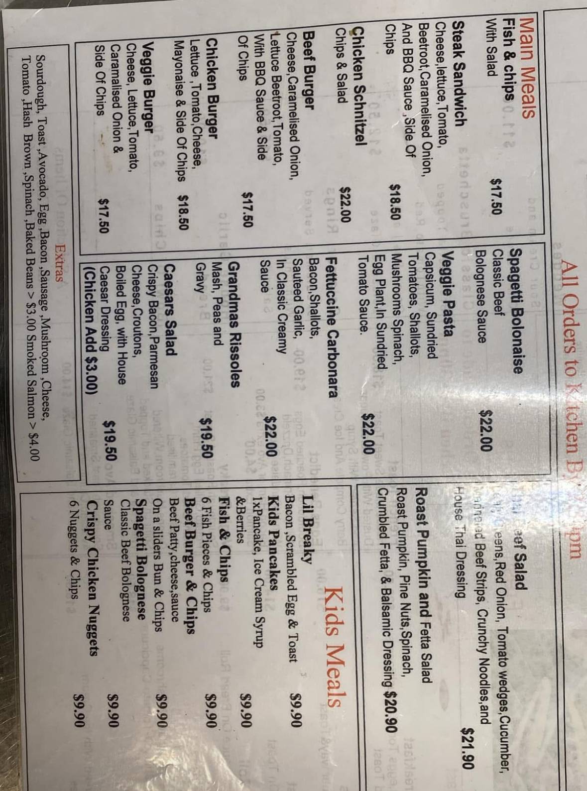 Menu at Froggies Rest cafe, Yarrabilba