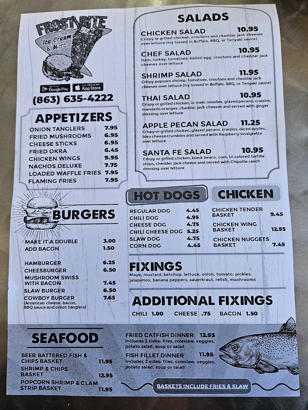 Menu at Frostbite Ice Cream & More restaurant, Frostproof