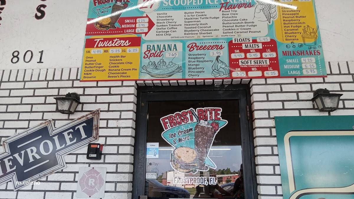 Menu at Frostbite Ice Cream & More restaurant, Frostproof