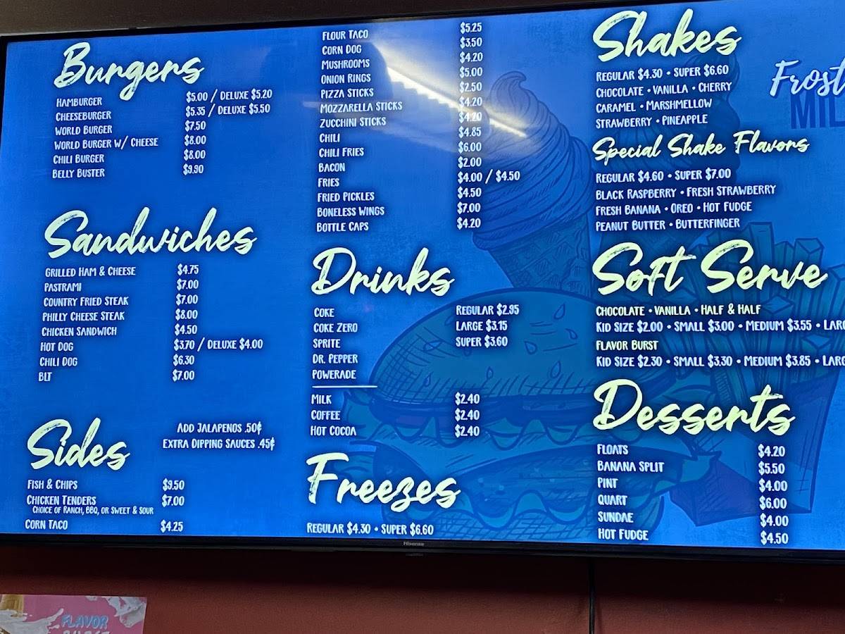 Menu at Frosty Mill restaurant, Susanville