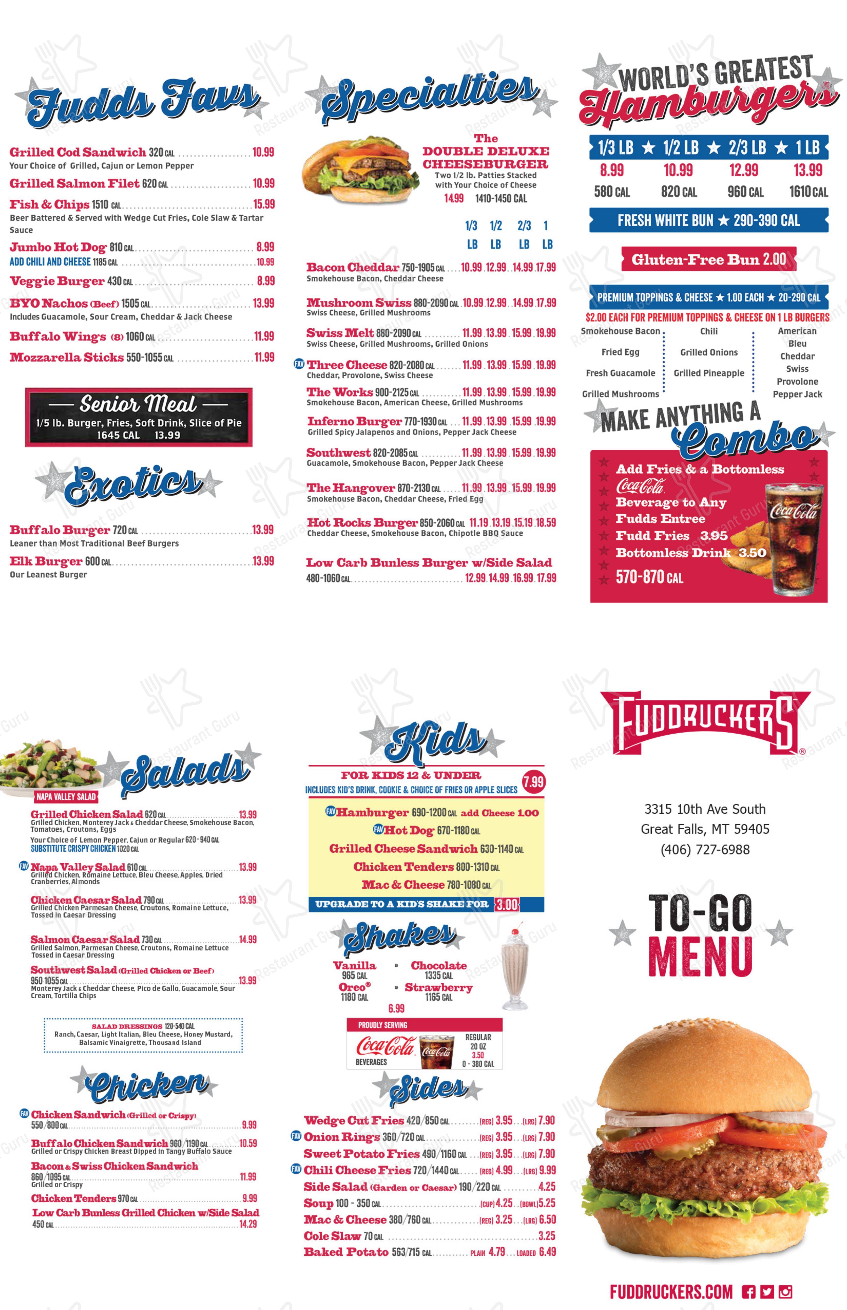 Menu at Fuddruckers restaurant, Great Falls