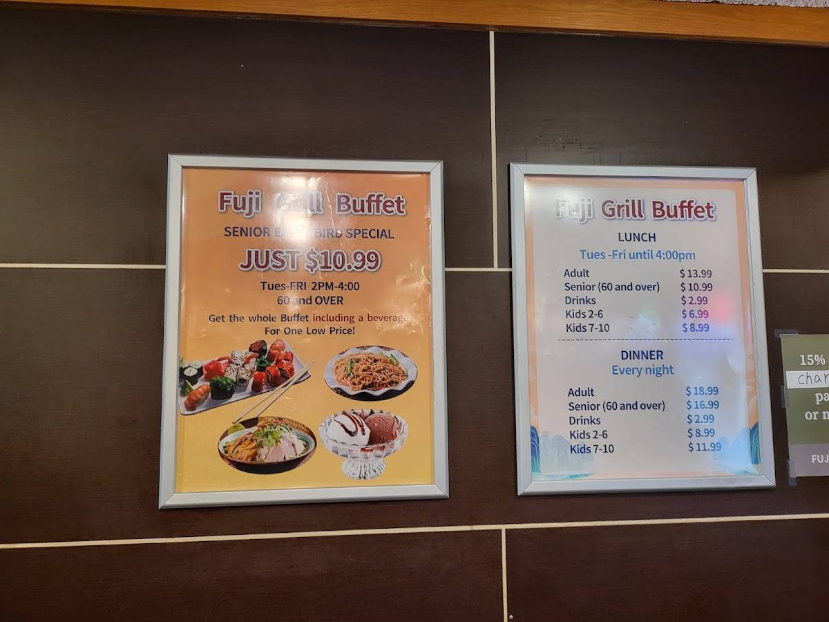 Menu at Fuji Grill Buffet restaurant, Parma, 1930 Snow Rd