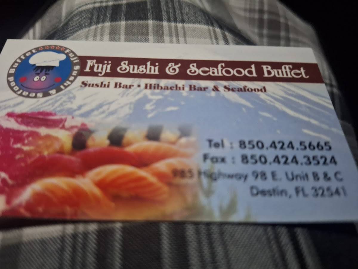 Menu at Fuji Sushi & Seafood Buffet restaurant, Destin