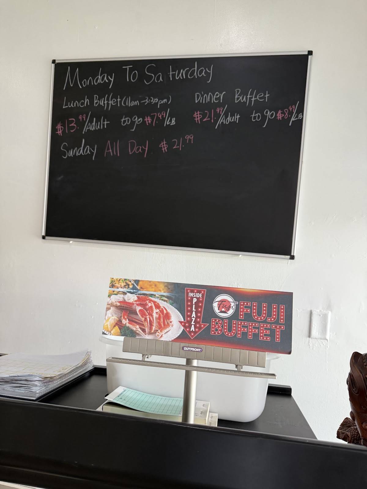 Menu at Fuji buffet restaurant, Tampa