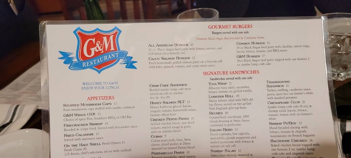 Menu at G & M Restaurant, Linthicum Heights, 804 N Hammonds Ferry Rd