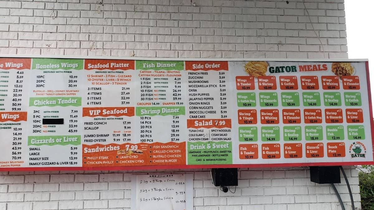 Menu at GATOR FISH N' CHICKEN fast food, Saint Marys, Osborne Rd