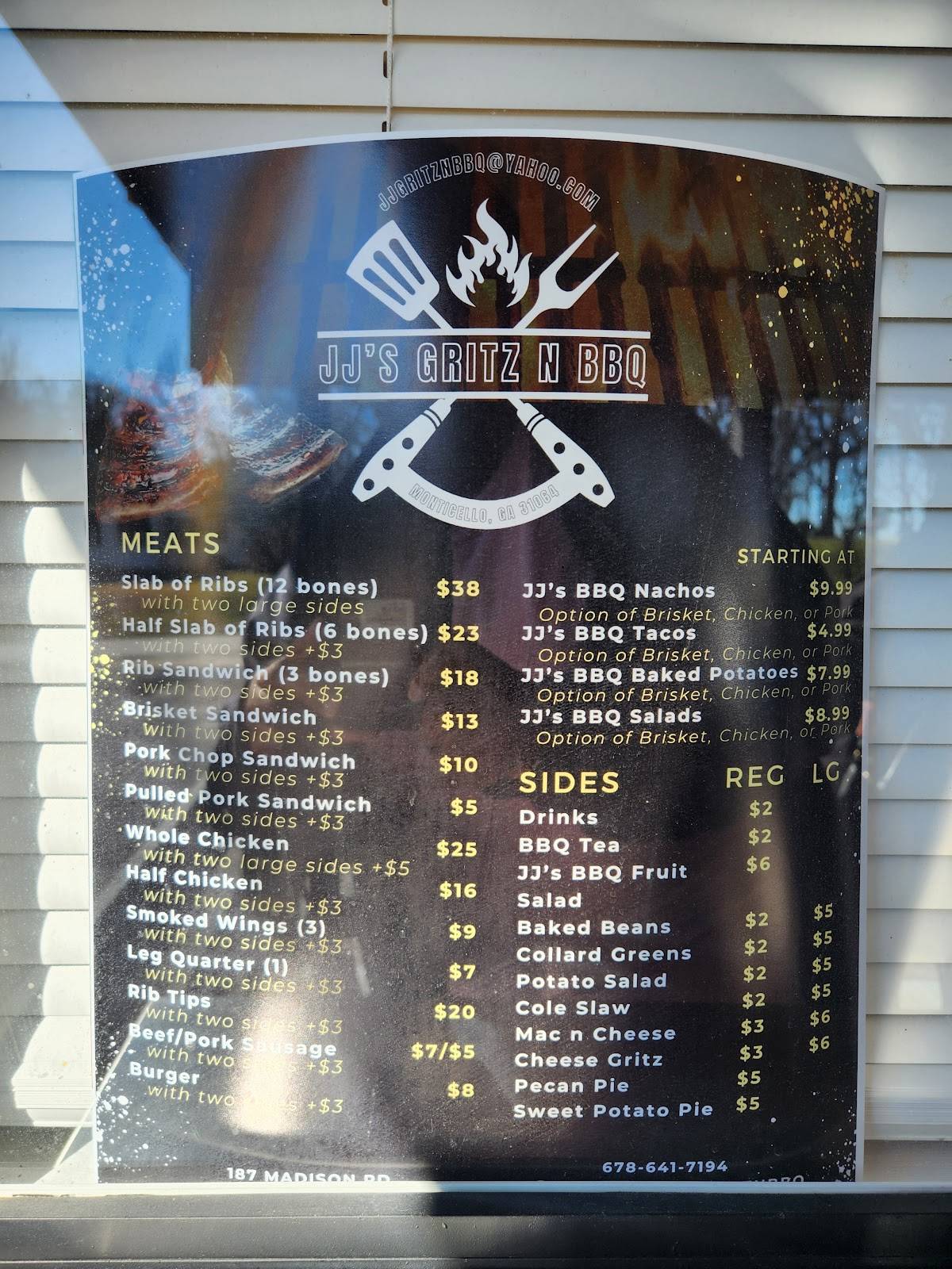 Menu at GRITZ N BBQ, Monticello