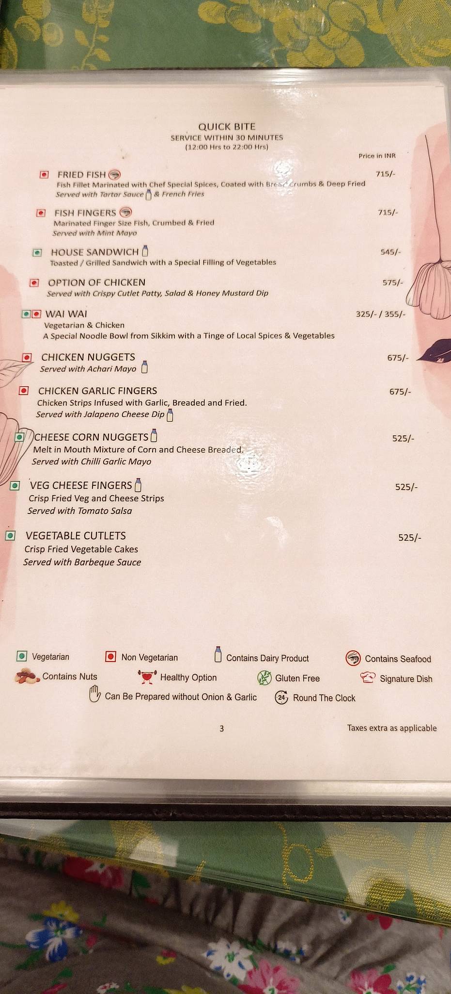 Menu at Orchid Restaurant, Gangtok